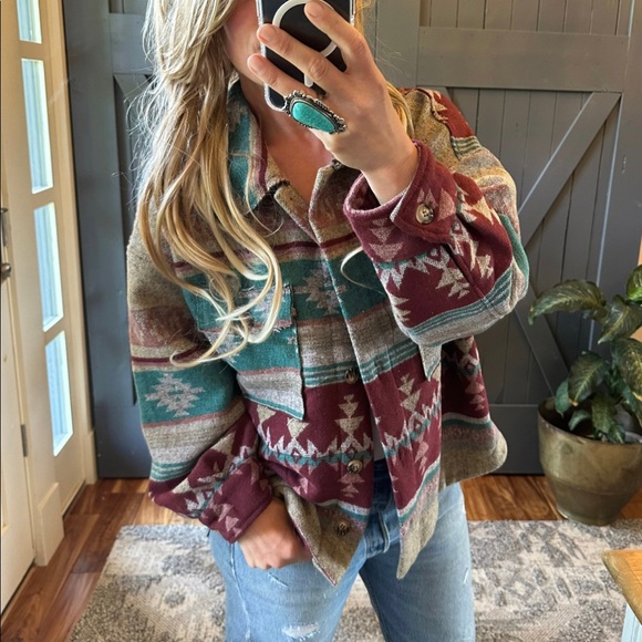 Shop_Fig | Jackets & Coats | New Aztec Native Flannel Shirt Shacket ...